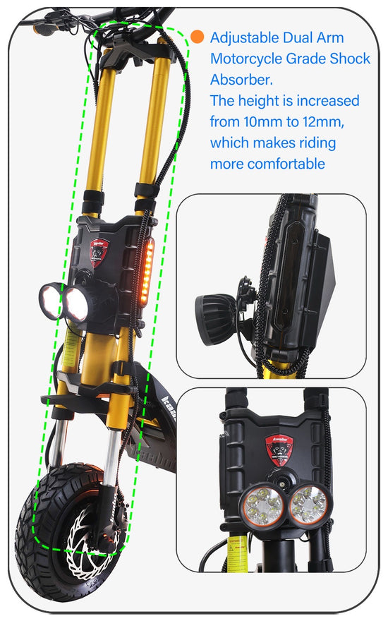 KAABO Wolf King GTR MAX Electric Scooter 2000Wx2 72V 40Ah Central Disp ...